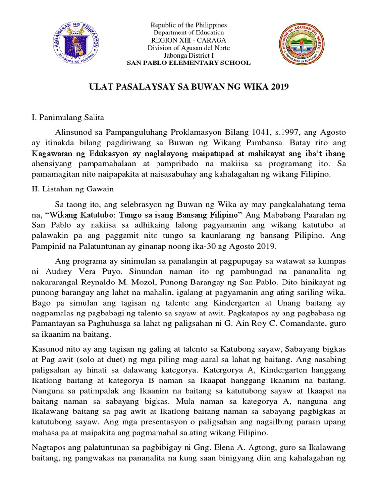 Buwan NG Wika Narrative Report | PDF