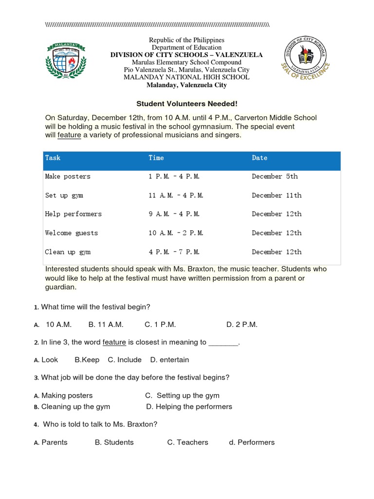 Reading Comprehension Test | PDF