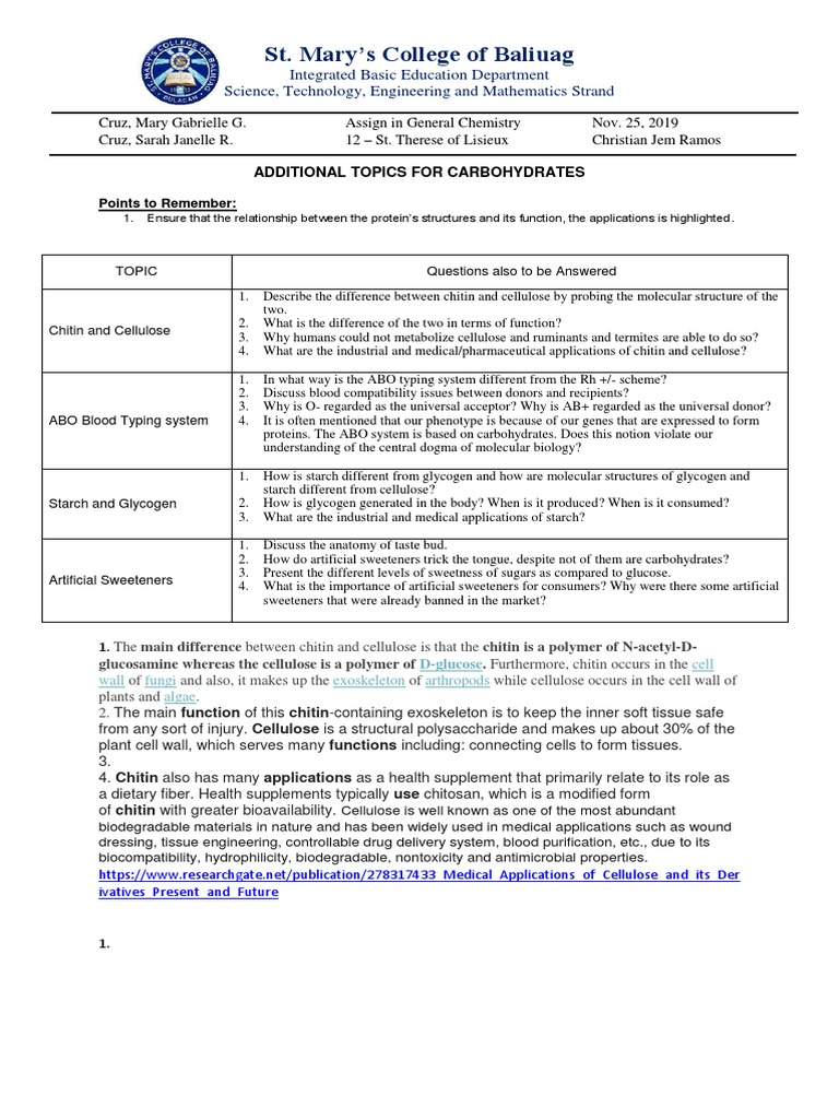 CARBOHYDRATES With Case Study | PDF | Cellulose | Carbohydrates