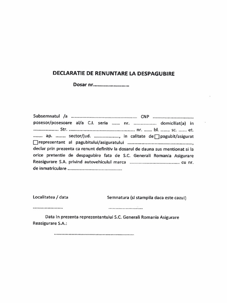 Declaratie Renuntare Auto | PDF