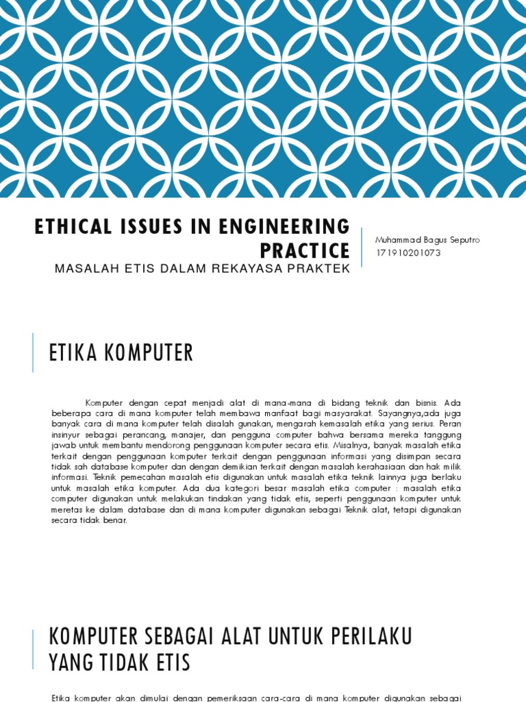Ethical Issues in Engineering Practice | PDF | Komputer