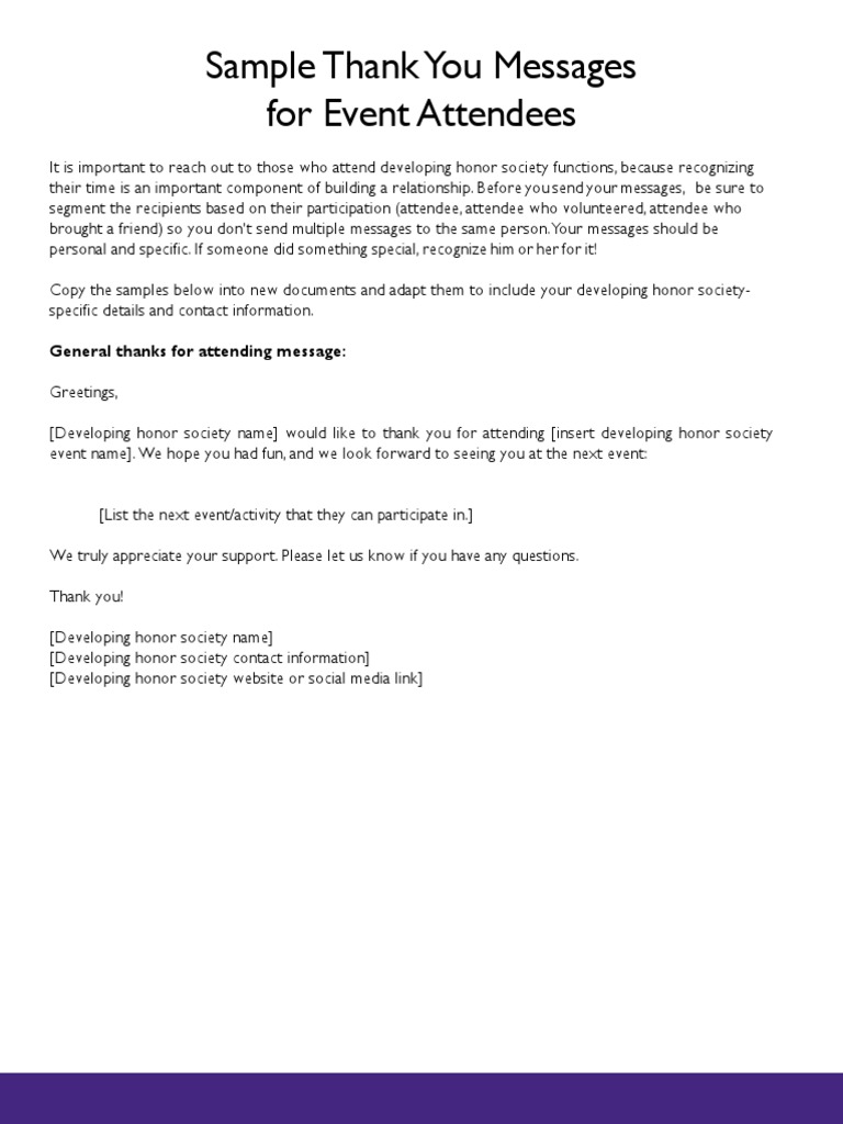 Thank You Message Templates for Recognizing Developing Honor Society ...