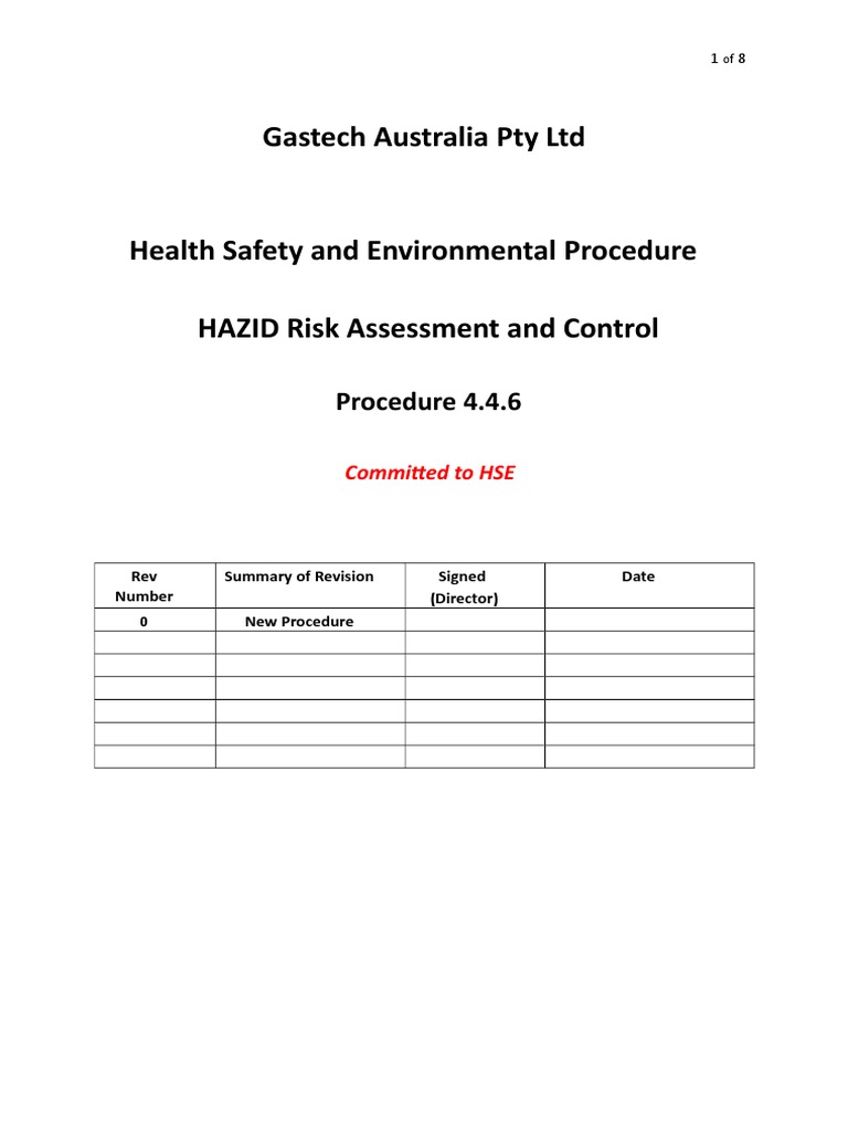 4.4.6 Hazard Identification Risk Assessment and Control Rev 0 | PDF ...