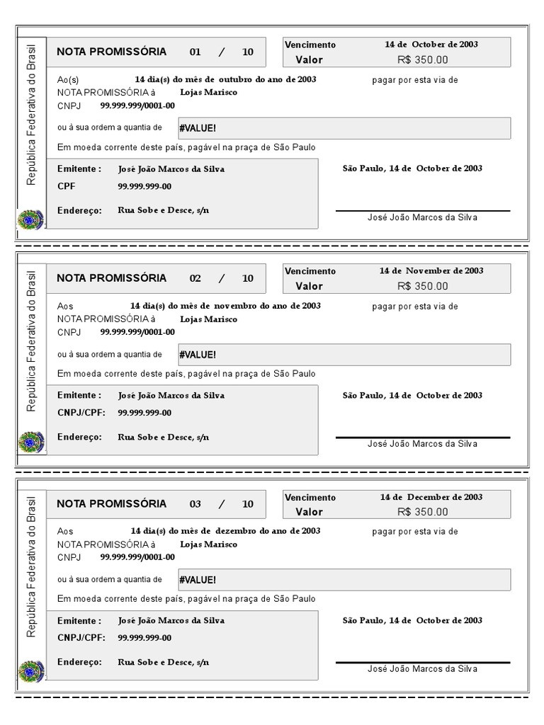 Modelo de Nota Promissória para Imprimir | PDF | Nota promissória ...