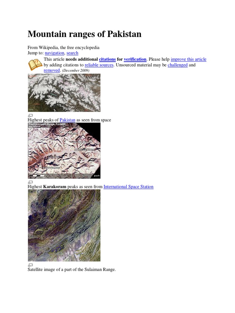 Major Mountain Ranges of Pakistan | PDF | Mountains | Physical Geography