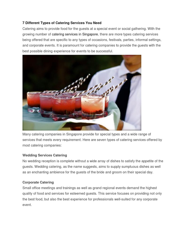 7 Types of Catering Services Explained | PDF | Restaurants | Foods