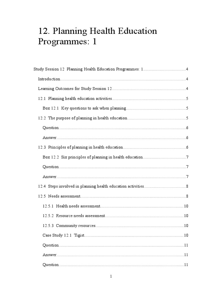 Health Education Planning Guide | PDF | Needs Assessment | Focus Group