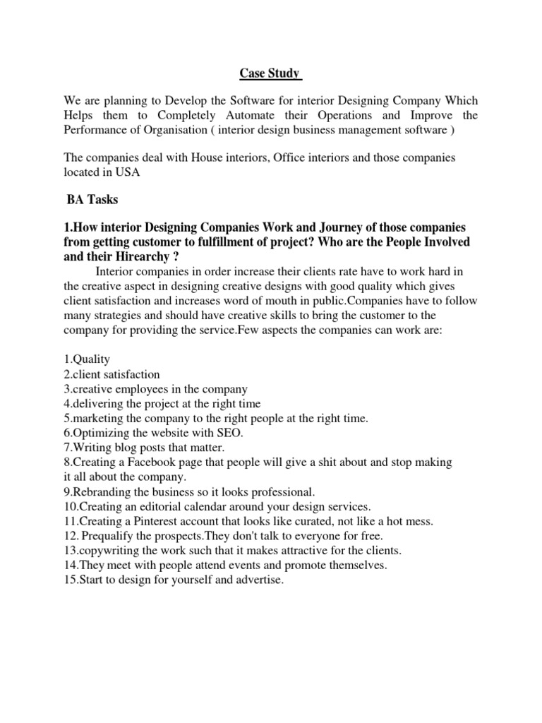 Case Study of Interior Designing | PDF | Design | Software Design