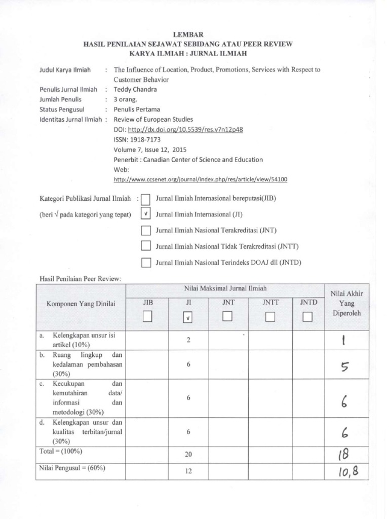 Contoh Peer Review Jurnal Baru | PDF