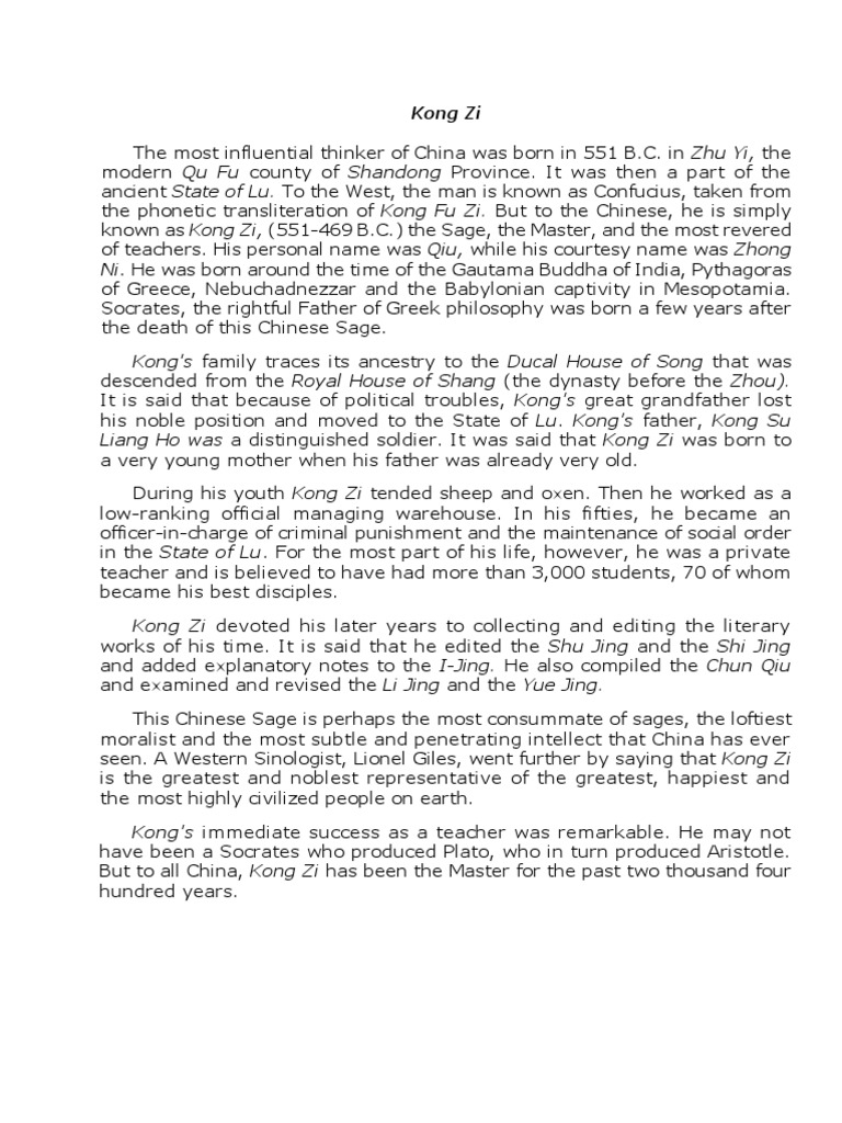 Kong Zi and Lao Zi | PDF | Tao | Confucianism