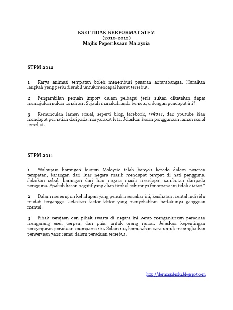Esei Tidak Berformat - STPM 2010-2012 | PDF | Ilmu Sosial