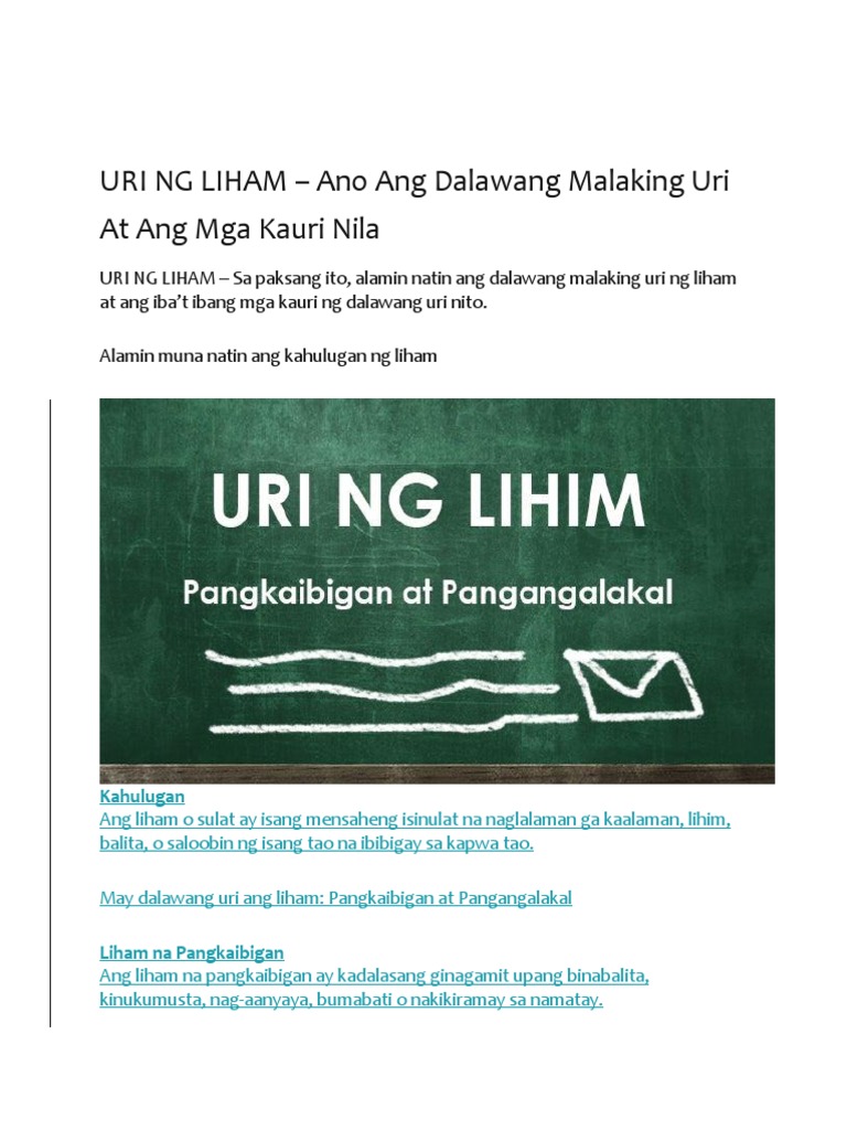 Uri NG Liham | PDF