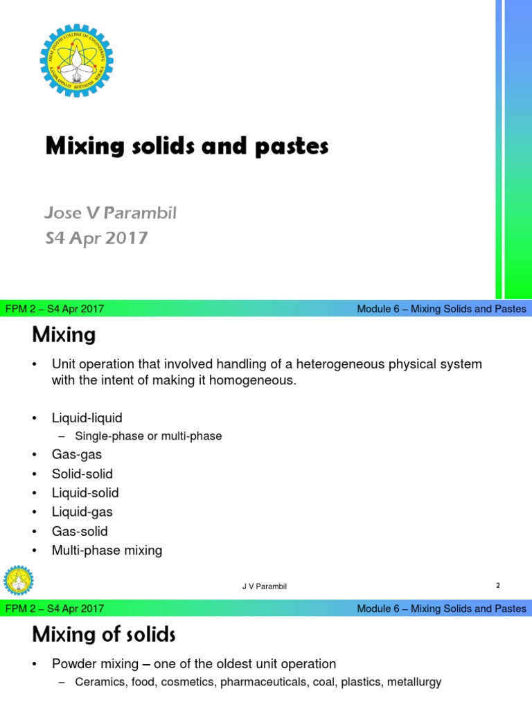Solid and Paste Mixing Techniques | PDF | Viscosity | Chemical Engineering