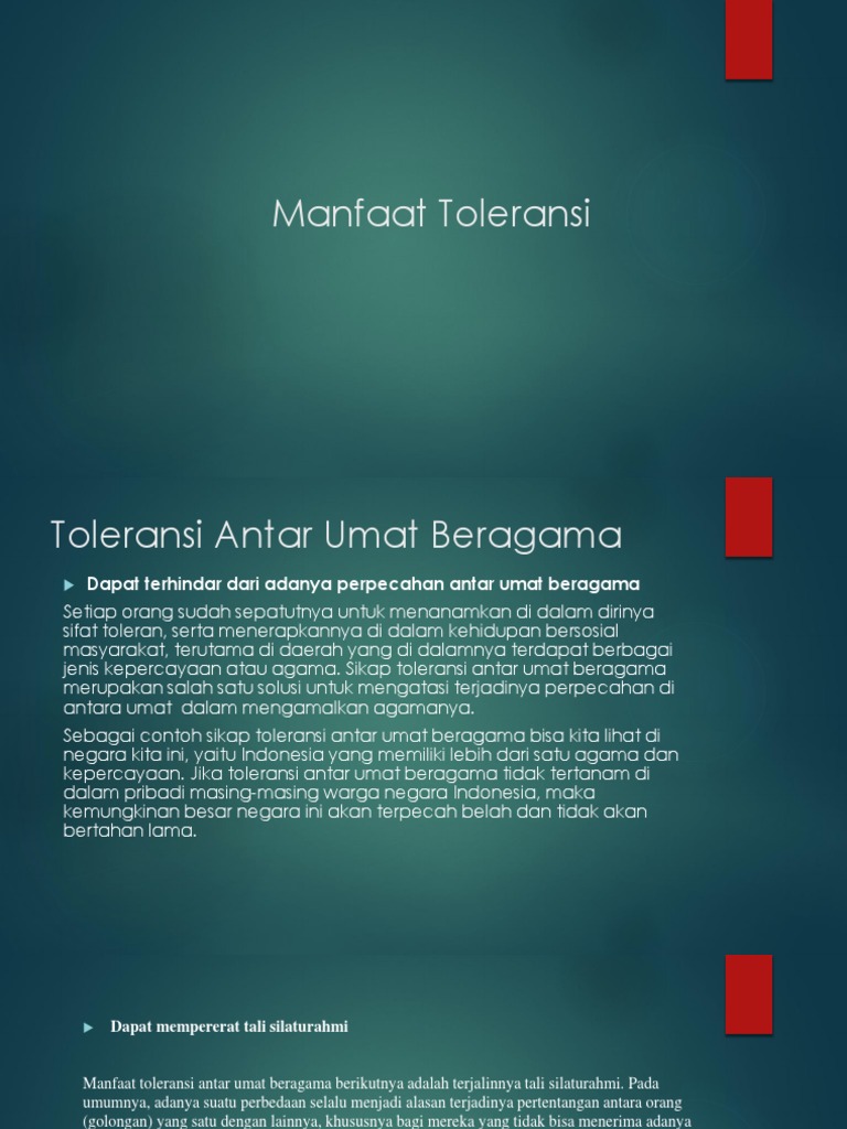 Manfaat Toleransi Antar Umat Beragama | PDF