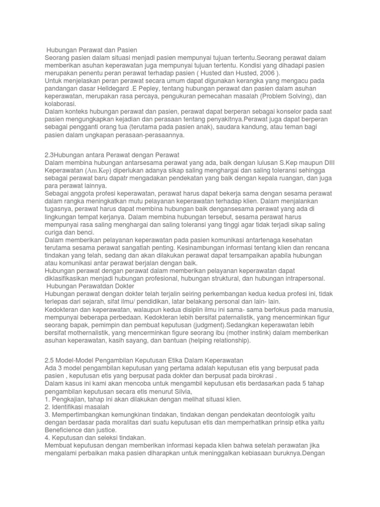 Hubungan Perawat Dan Pasien | PDF