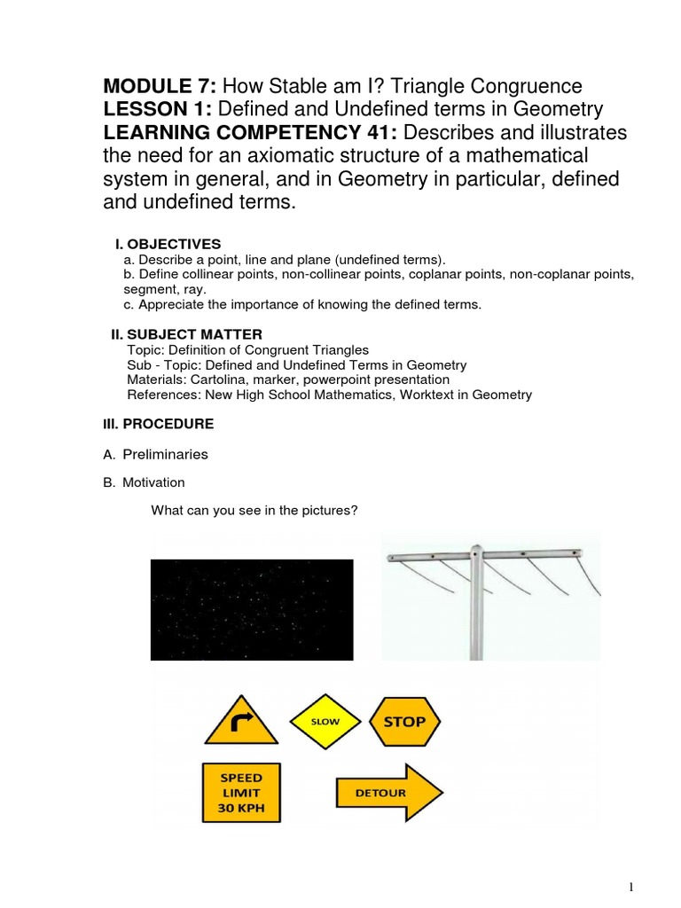 Defined and Undefined Geometry Terms | PDF | Line (Geometry) | Plane ...