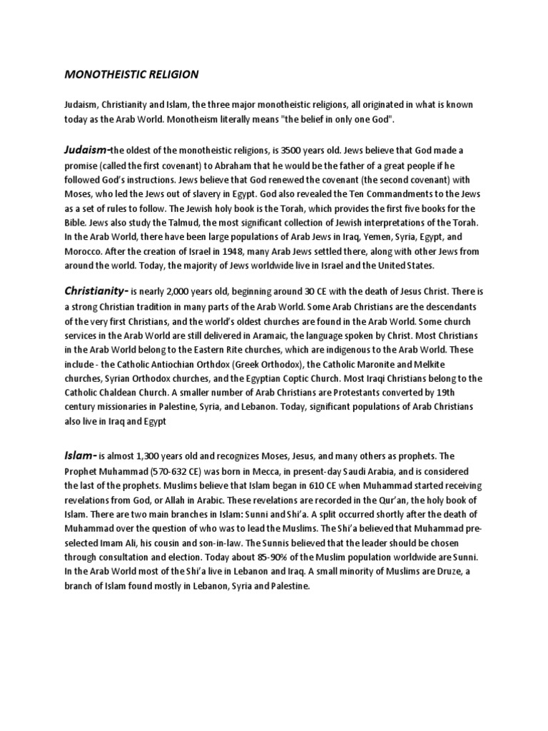 Monotheistic Religion | PDF | Monotheism | Monism