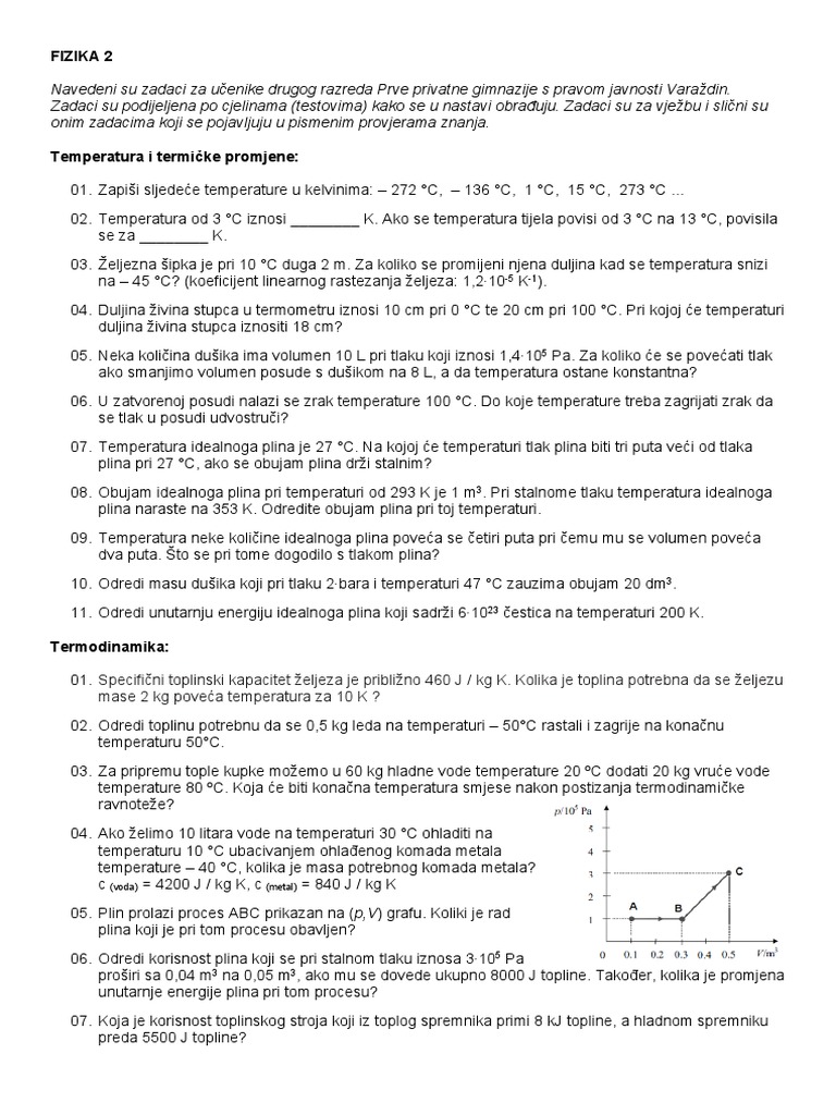 FIZIKA 2-Zadaci Za Vjezbu | PDF