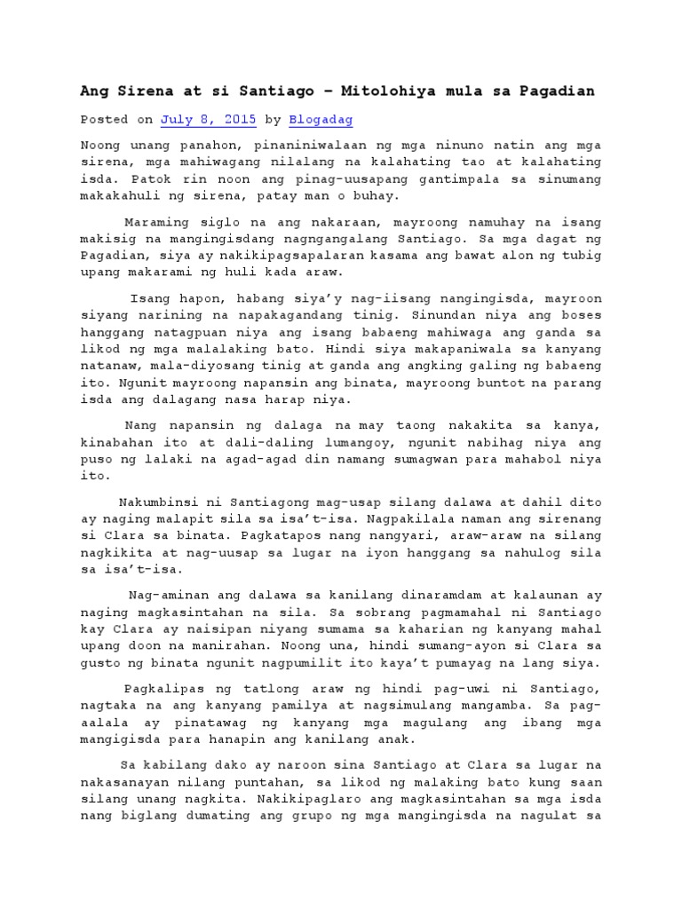 Ang Sirena at Si Santiago | PDF