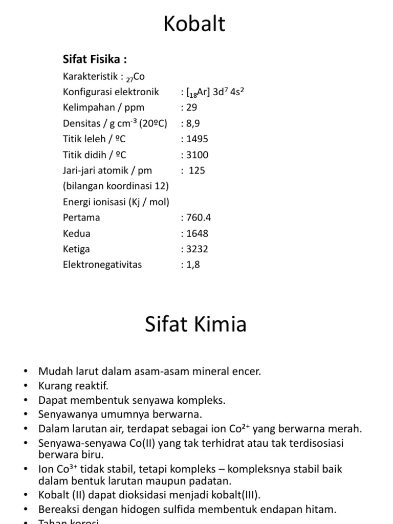 Sifat dan Kegunaan Kobalt dan Nikel | PDF