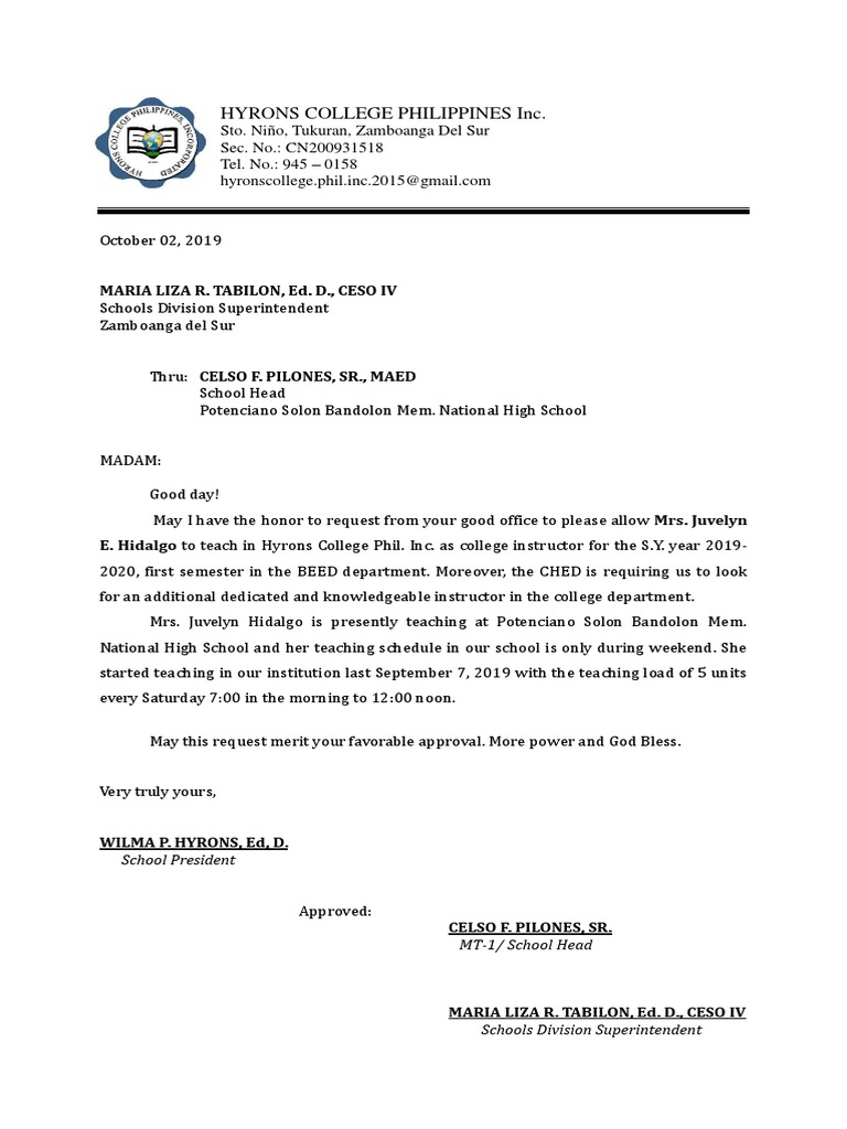 Request for Teacher Permit Approval | PDF