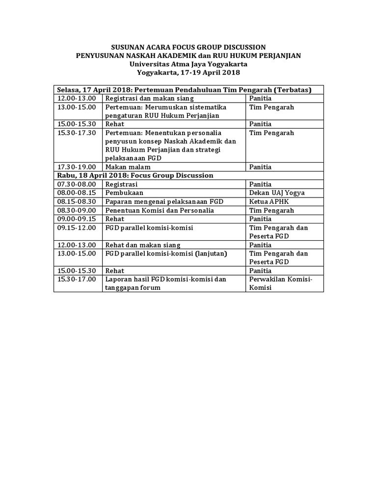 Susunan Acara FGD | PDF