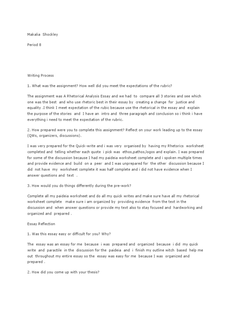 Weebly Writing Portfolio Reflection Rhetorical Analysis Essay 1 | PDF ...