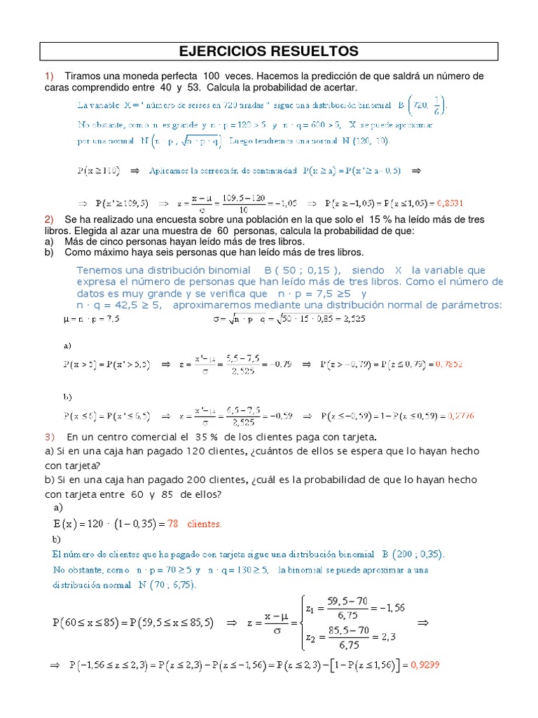 Ejercicios Binomial Normal | PDF | Probabilidad | Enseñanza de matemática