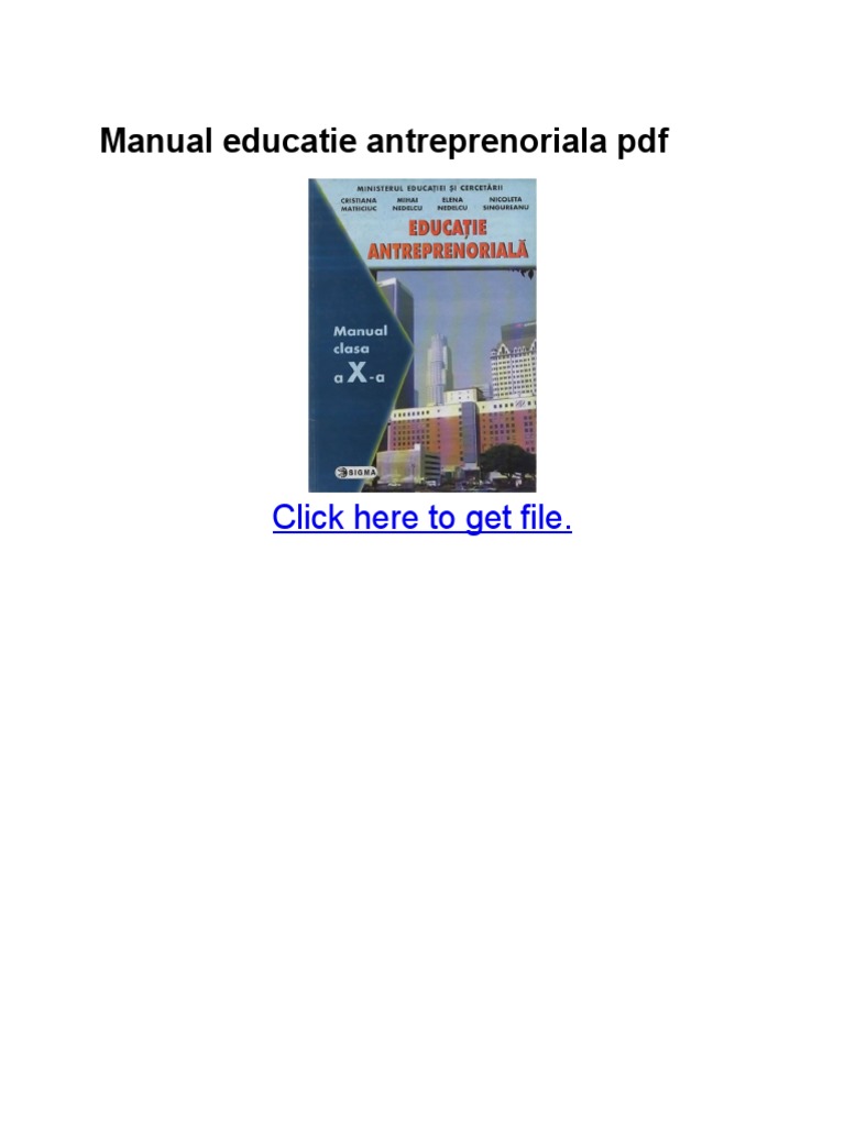 Manual Educatie Antreprenoriala Clasa 10 | PDF