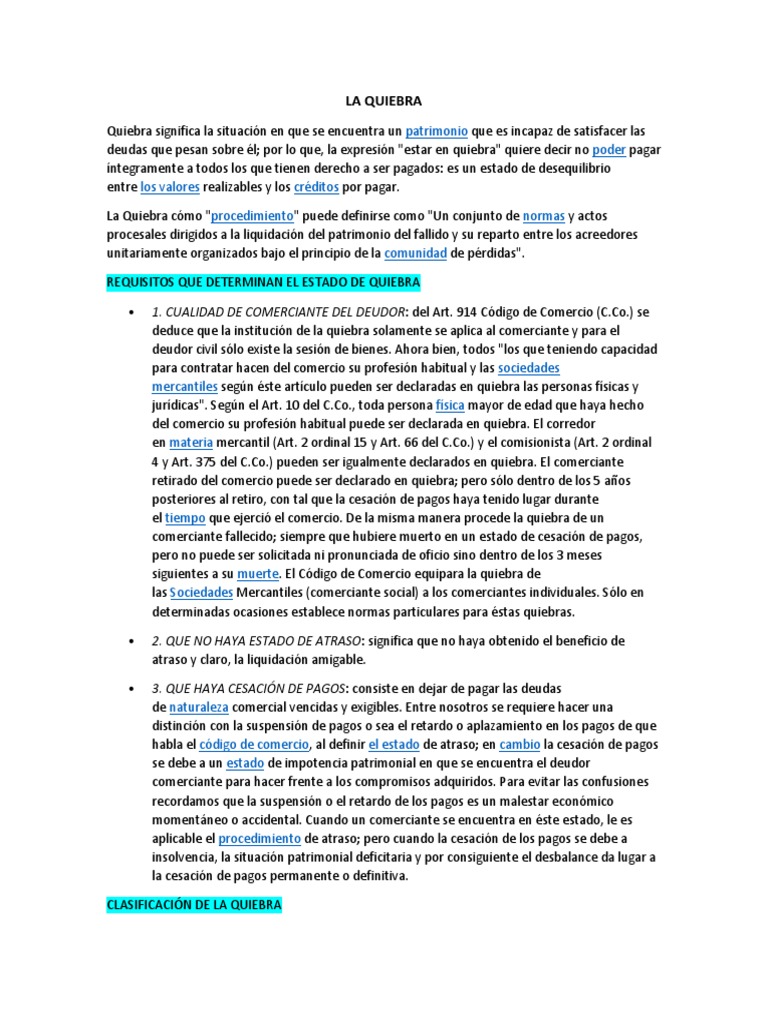 Conceptos Clave sobre la Quiebra | PDF | Bancarrota | Administración ...