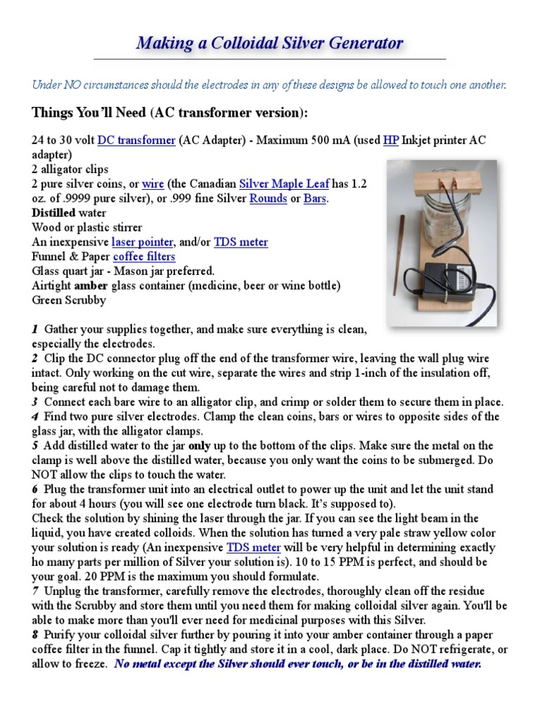 Home Made Colloidal Silver Generator PDF | PDF | Electrical Connector ...
