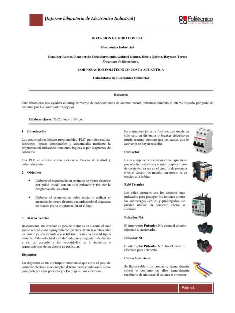 Inversión De Giro Con Plc Pdf Controlador Lógico Programable