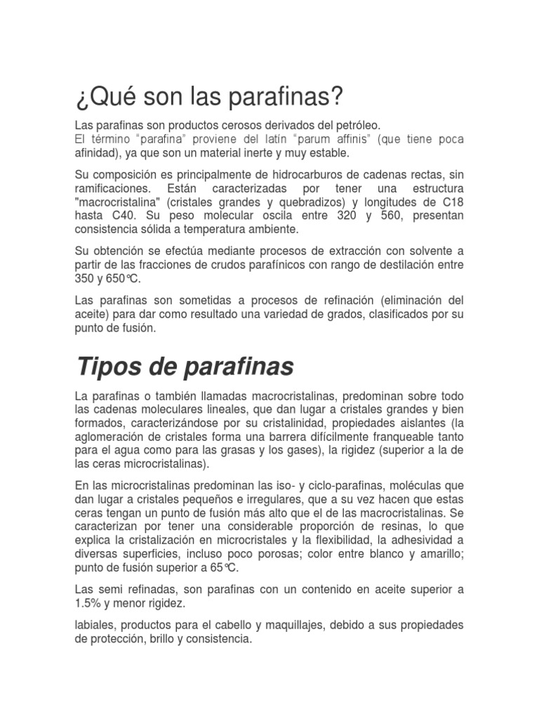 Qué Son Las Parafinas | PDF | Ciencias fisicas | Sustancias químicas