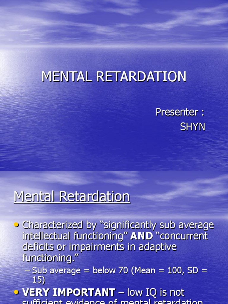 Understanding Mental Retardation | PDF | Intellectual Disability ...
