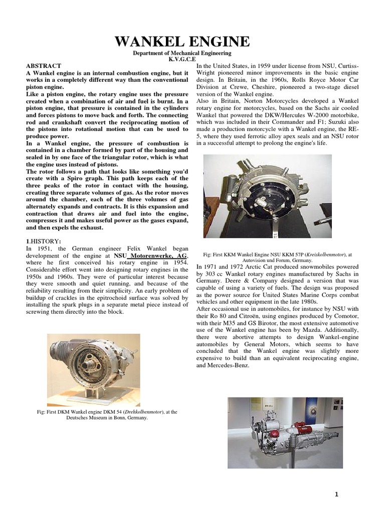 Wankel Engine | PDF | Internal Combustion Engine | Cylinder (Engine)