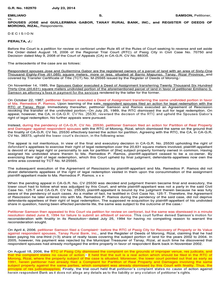 A Dispute Over Land Ownership and the Right of Legal Redemption is ...