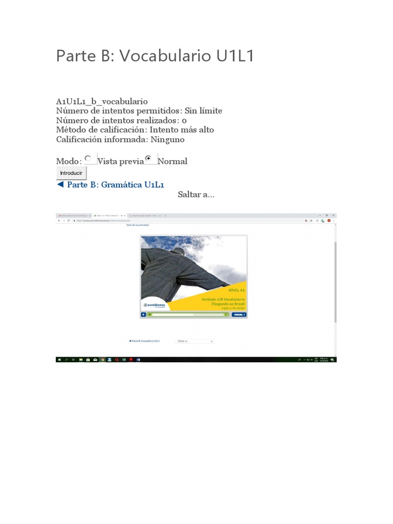 Parte B Vocabulario U1L1 | PDF