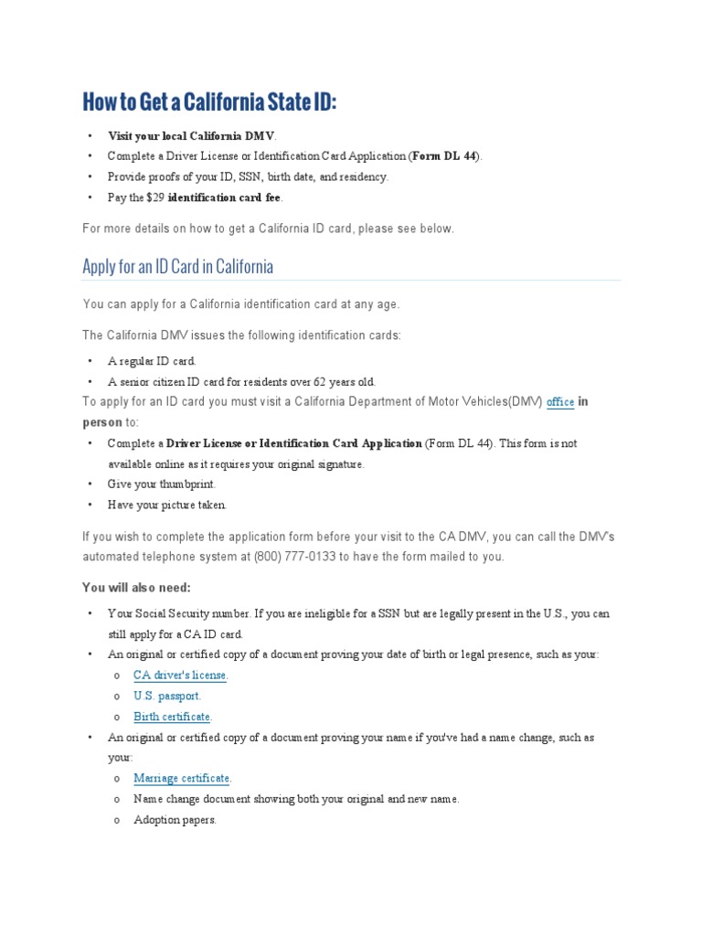 How To Get A California State ID | PDF | Department Of Motor Vehicles ...