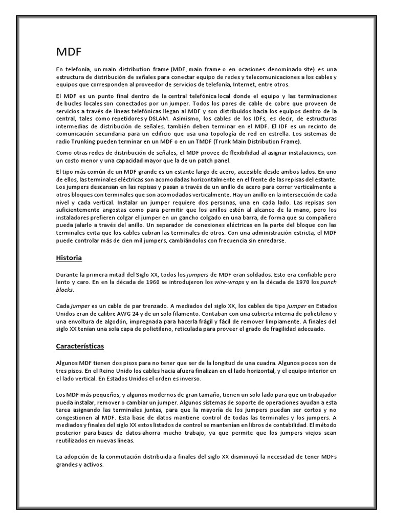 MDF Telecomunicaciones | PDF | Equipo de telecomunicaciones | Electrónica