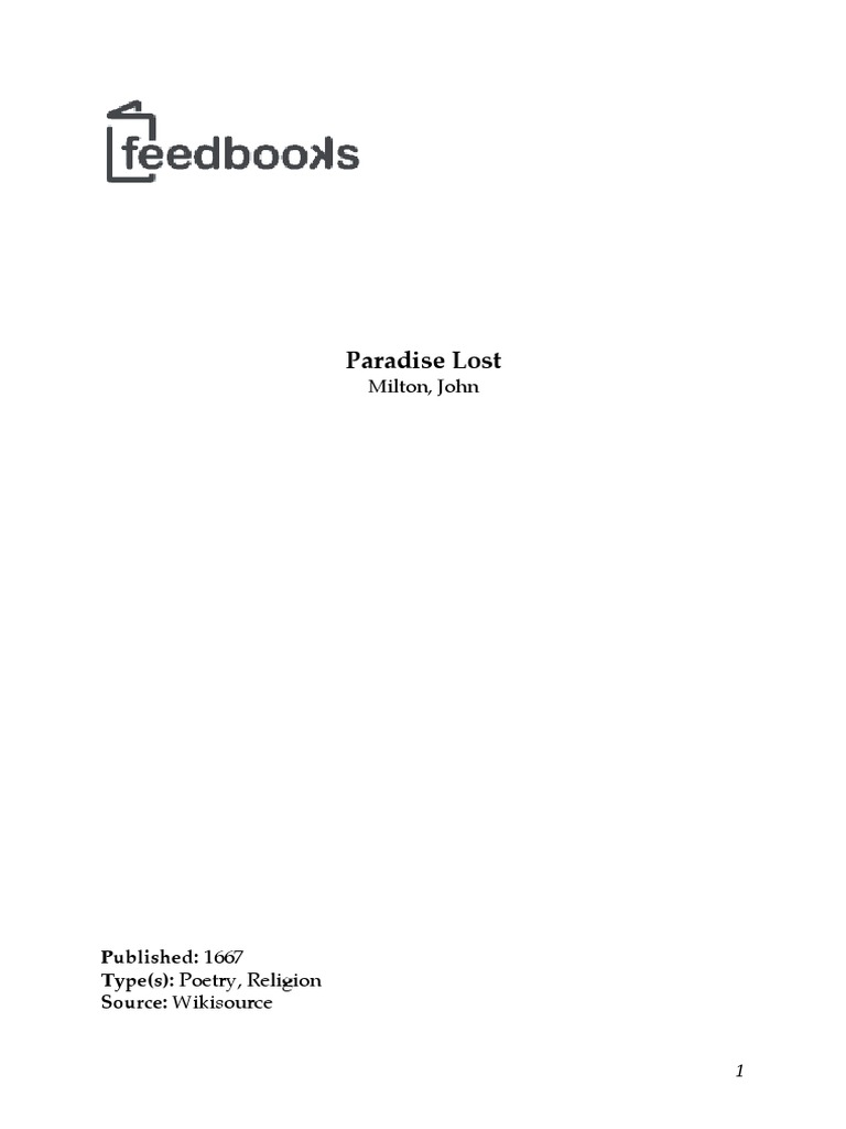 Milton - Paradise Lost PDF | PDF | John Milton | Heaven