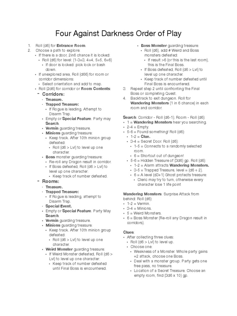 Four Against Darkness: A Guide to Conquering the Dungeon | PDF | Video ...