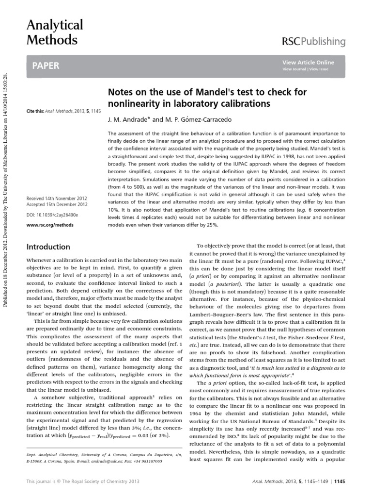 Assessing the Validity of Mandel's Test for Checking Nonlinearity in ...