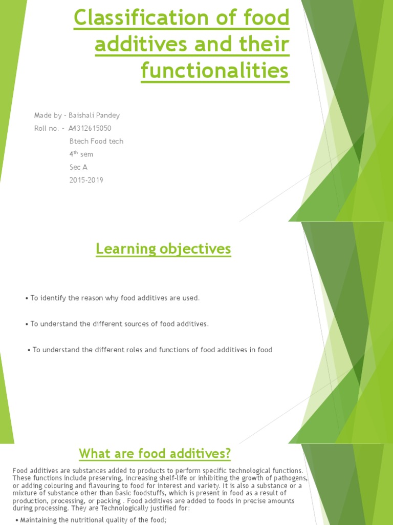 Classification of Food Additives | PDF | Foods | Flavor