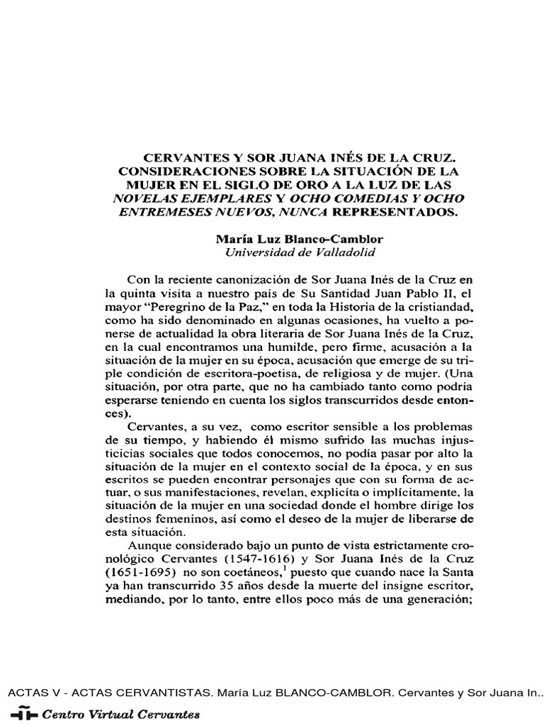 Cervantes y Sor Juana Ines | PDF | Miguel De Cervantes | Comedia