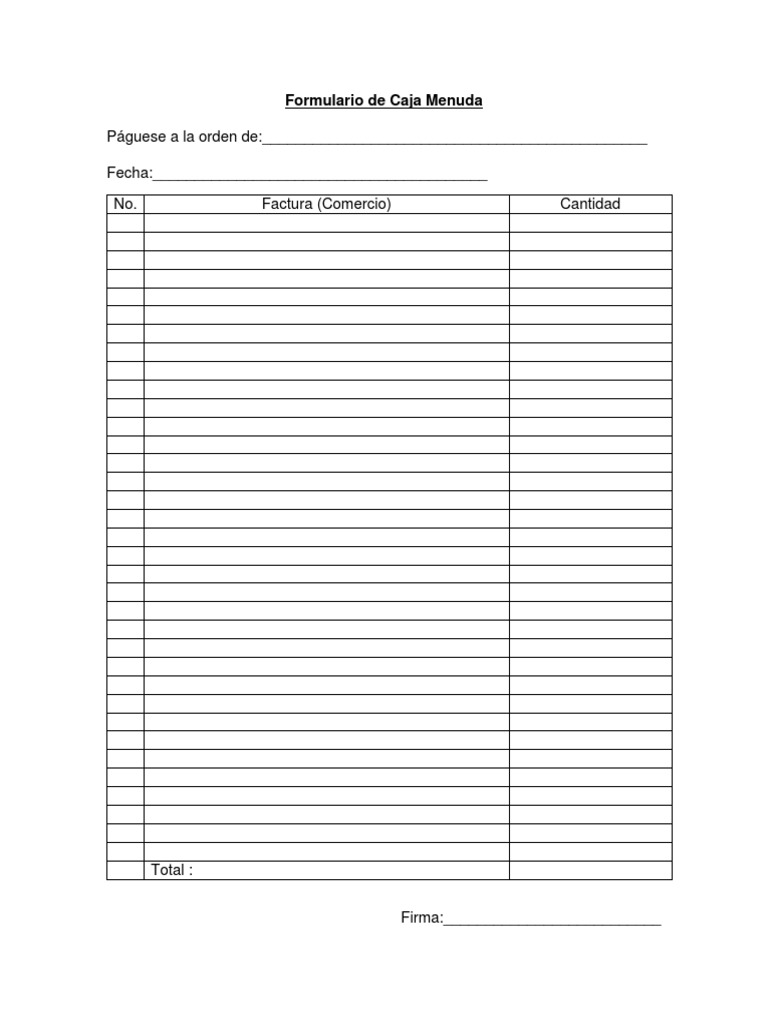 Formulario de Caja Menuda | PDF