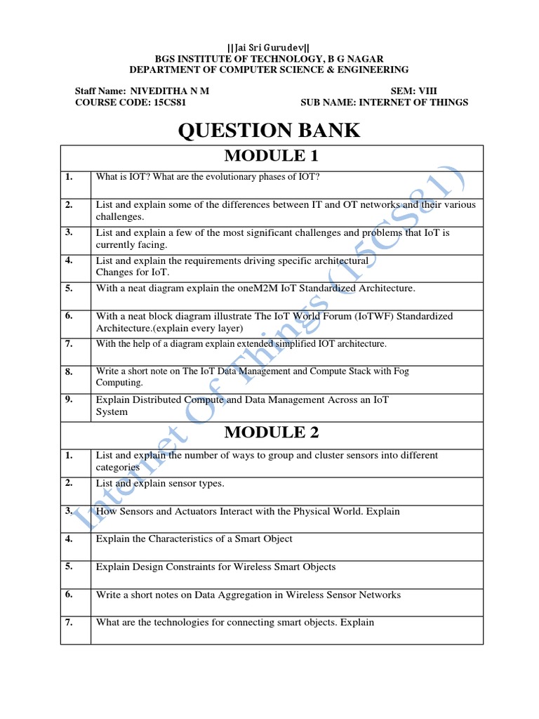 IOT Questions | PDF | Internet Of Things | Internet Protocol Suite IOT Questions | PDF | Internet Of Things | Internet Protocol Suite