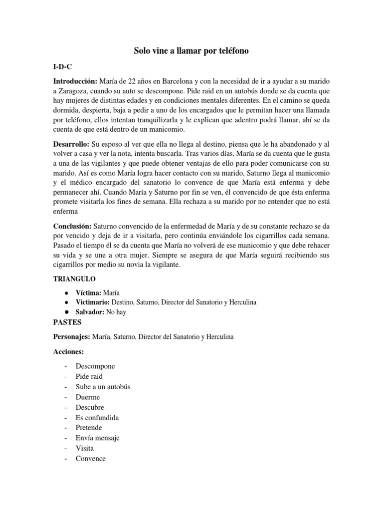 Análisis de "Solo vine a hablar por teléfono" | PDF | Hospital y clinica