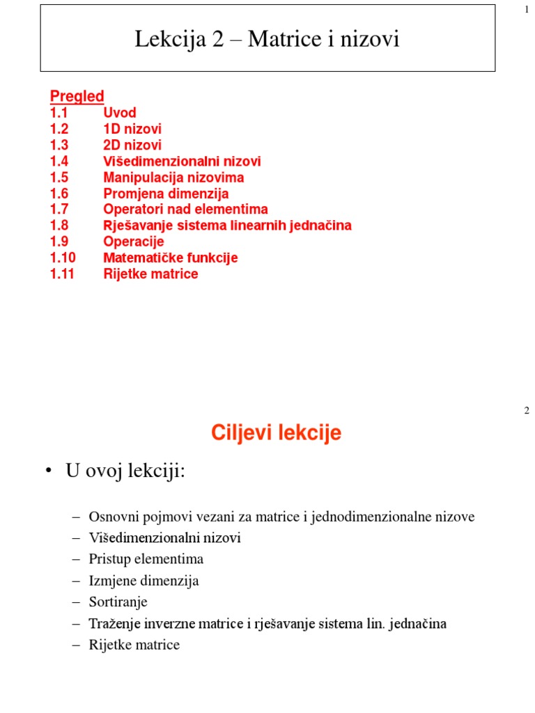02 - Matrice I Nizovi | PDF