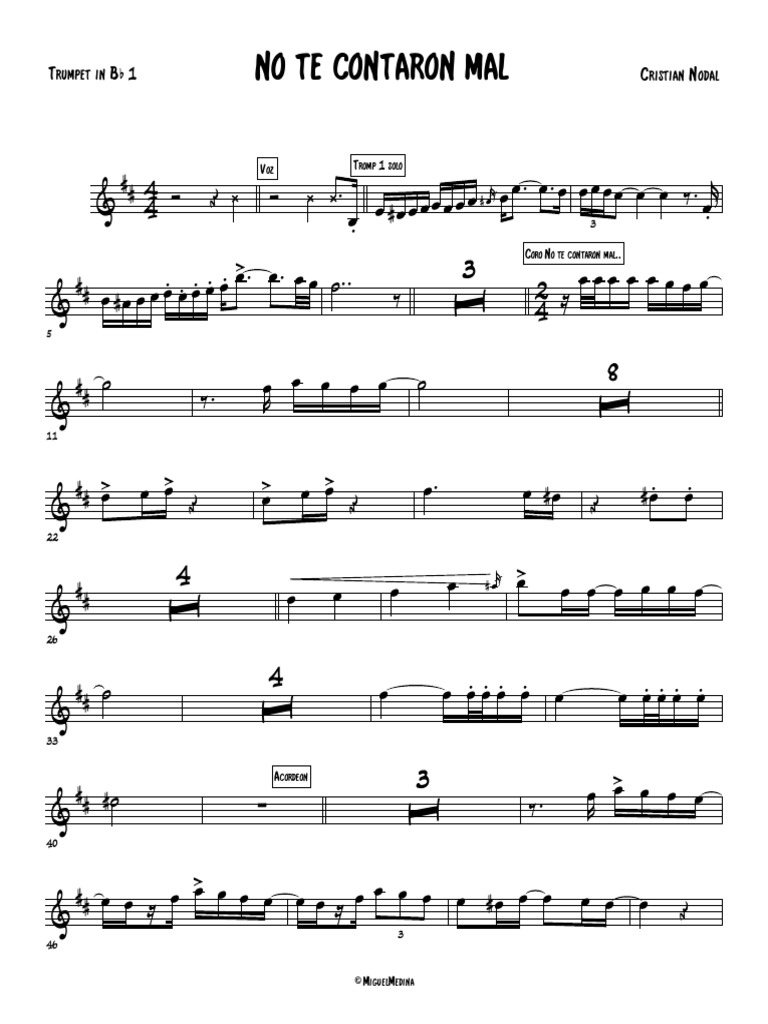 No Te Contaron Mal - Trumpet in BB 1-5 | PDF