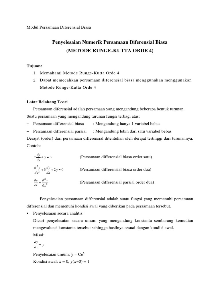 Modul PDB Runge-Kutta - 4 | PDF | Metode & Bahan Ajar